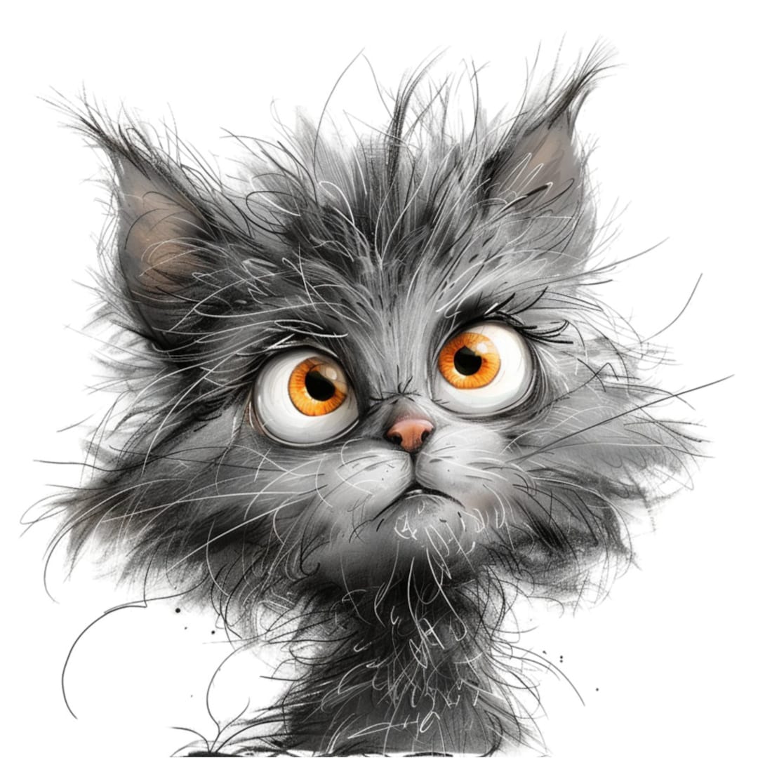 Crazy Wild Hair Cat Clipart Bundle, 16 High-quality JPG, Craft Art ...