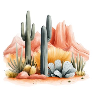 15 Desert Cactus Folk Art 15 Clipart Bundle, Transparent PNG Download ...