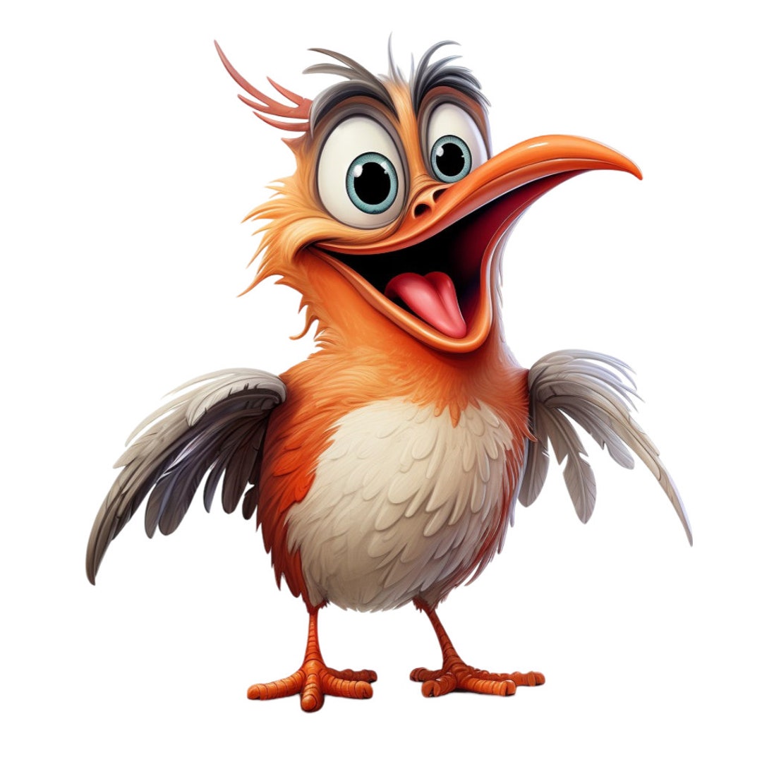 Happy Birds Cute Funny Cartoon Clipart Bundle, 16 High-quality JPG ...