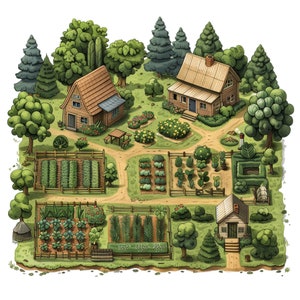 Farm House Garden Clipart Bundle, 12 High-quality JPG, Craft Art, Card ...