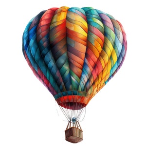 Rainbow Hot Air Balloon Clipart Bundle, 16 High-quality JPG, Craft Art ...