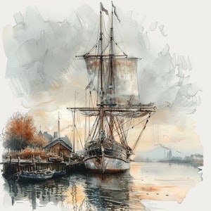 Victorian Harbor Clipart Bundle, 16 High-quality JPG, Craft Art, Card ...