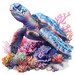 Leatherback Sea Turtle in Coral Clipart Bundle, 12 High-quality JPG ...