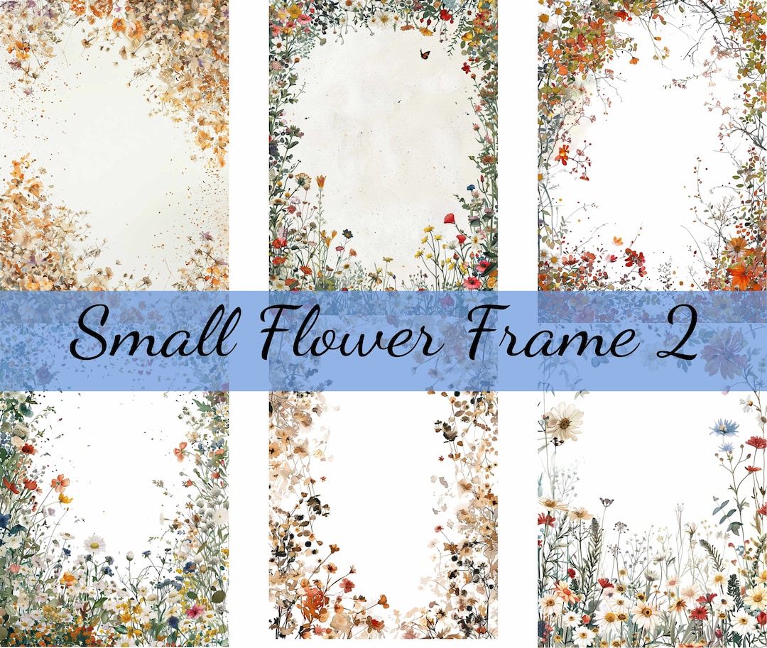 Small Flower Frame 2 Clipart Bundle, 15 High-quality JPG, Craft Art ...