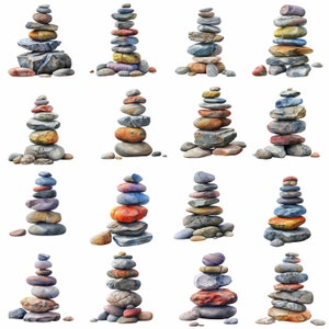 Zen Rock Stone Towers Clipart Bundle, 16 High-quality JPG, Craft Art ...
