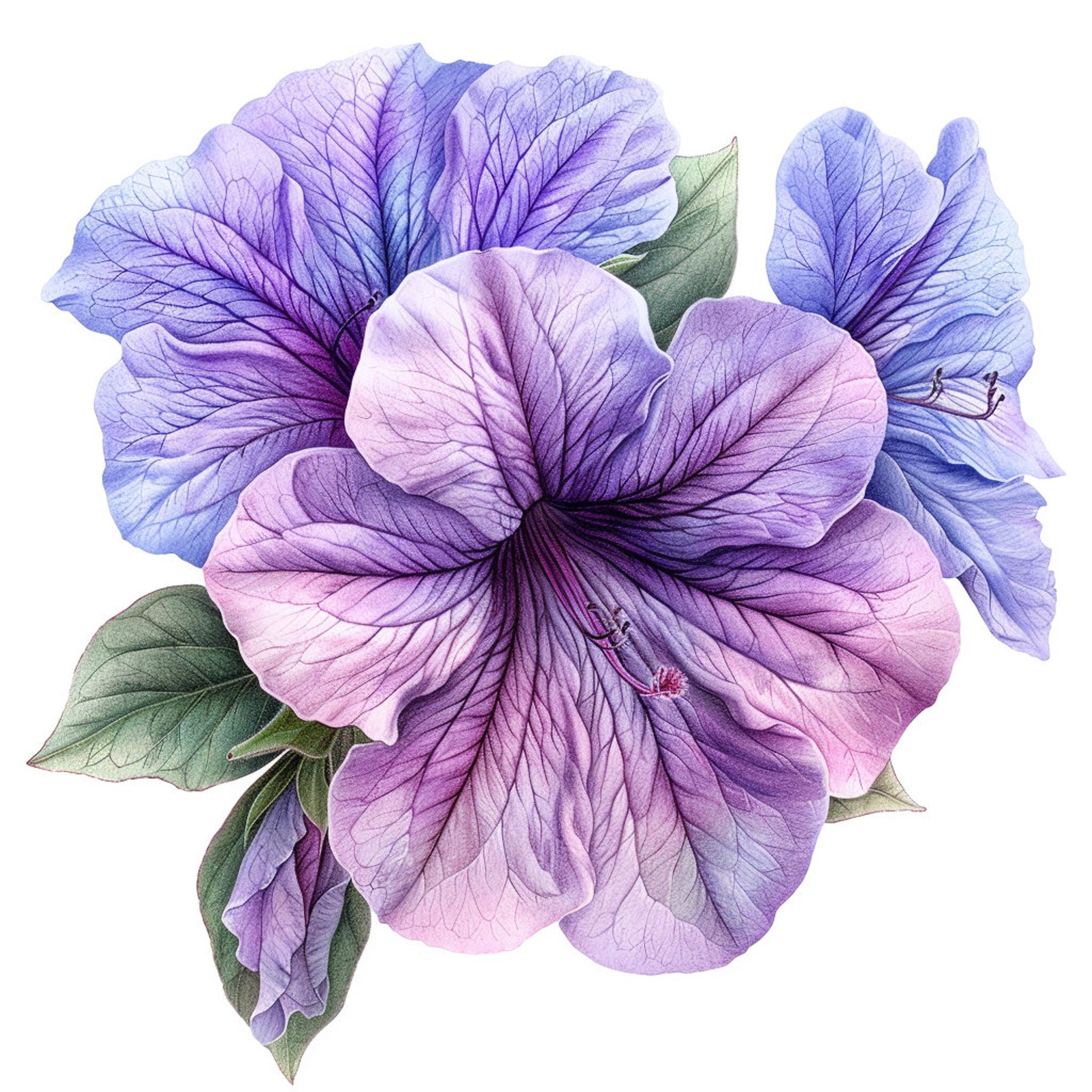 15 Petunia Flowers Clipart Bundle, 15 High-quality JPG, Craft Art, Card ...