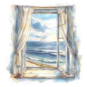 12 Window Ocean View Clipart Bundle, 12 High-quality JPG, Craft Art ...