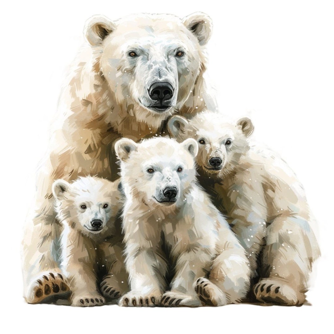 Polar Bear Family Clipart Bundle, 14 High-quality JPG, Craft Art, Card ...