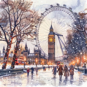 Christmas in London Clipart Bundle, 16 High-quality JPG, Craft Art ...