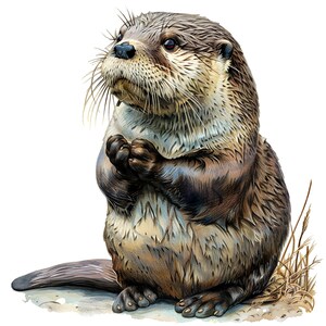 15 Playful Otter Clipart Bundle, 15 High-quality JPG, Craft Art, Card ...