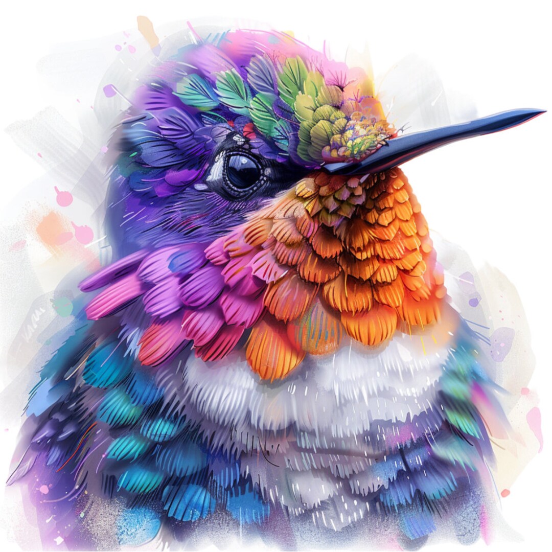 Chubby Fluffy Hummingbird Clipart Bundle, 16 High-quality JPG, Craft ...