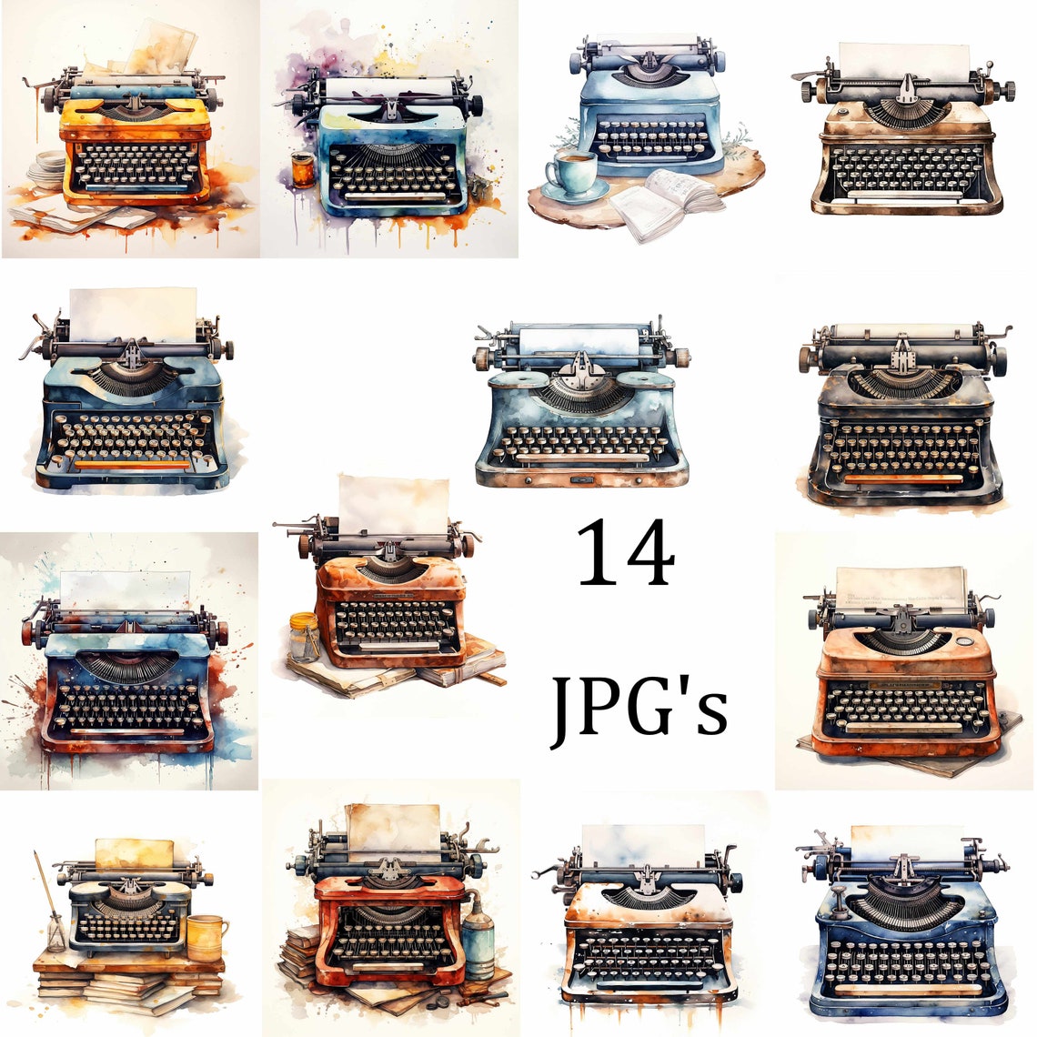 14 Typewriter Clipart Bundle High-quality JPG Office Art - Etsy