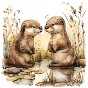 Playful Loving Otters Clipart Bundle, 16 High-quality JPG, Craft Art ...