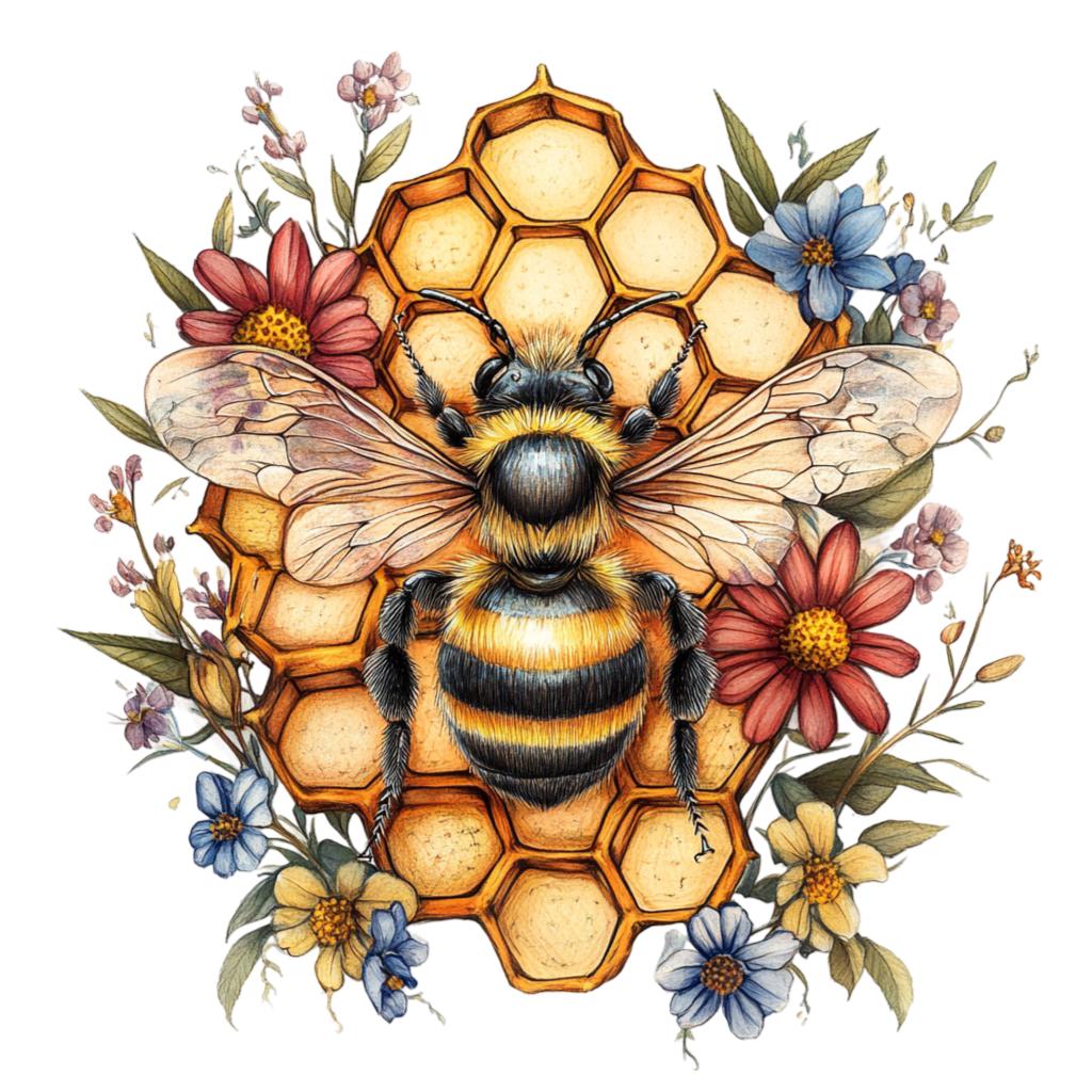 15 Honeybee With Flowers Bee Clipart Bundle 15 Transparent PNG Download ...