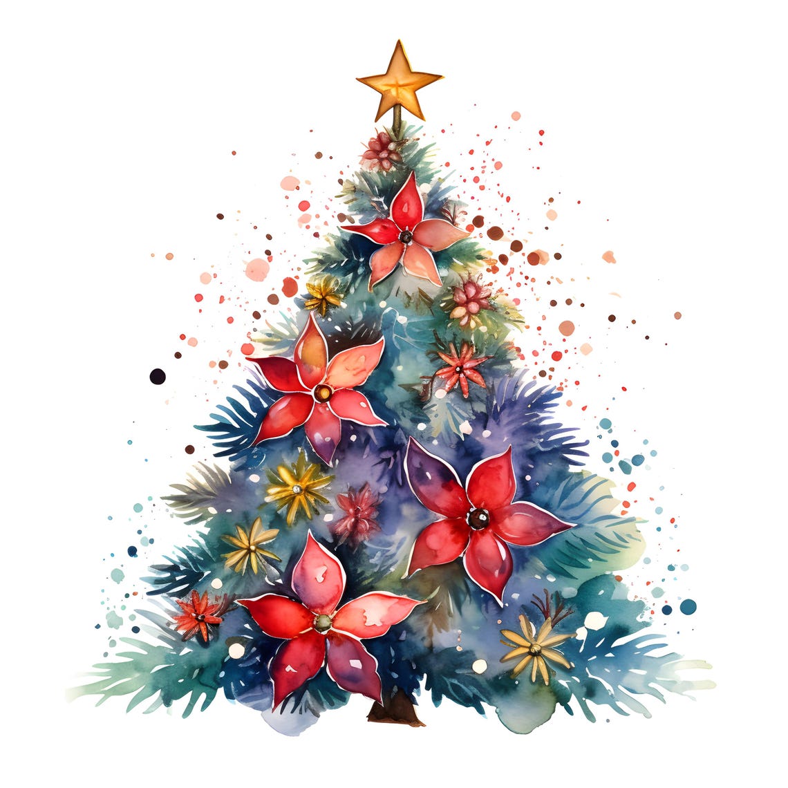 12 Boho Christmas Tree Clipart Bundle, High-quality JPG, Nursery Art ...