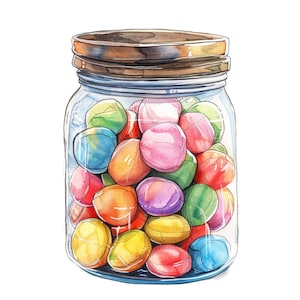 12 Hard Candy in a Glass Jarclipart Bundle, 12 High-quality JPG, Craft ...