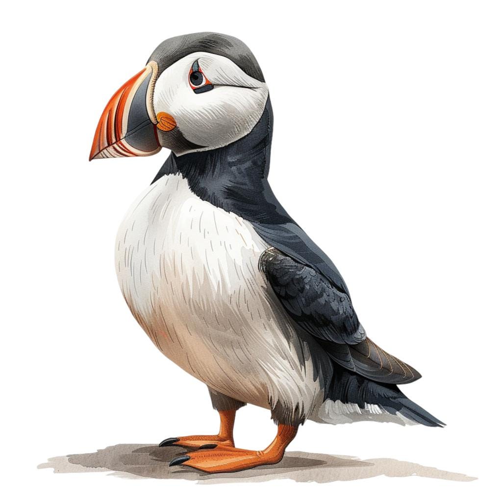 16 Charming Puffins Clipart Bundle, 16 High-quality JPG, Craft Art ...
