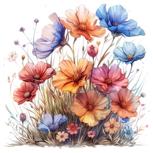 Rainbow Color Flowers Clipart Bundle, 16 High-quality JPG, Craft Art ...