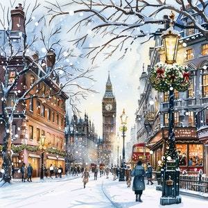 Christmas in London Clipart Bundle, 16 High-quality JPG, Craft Art ...