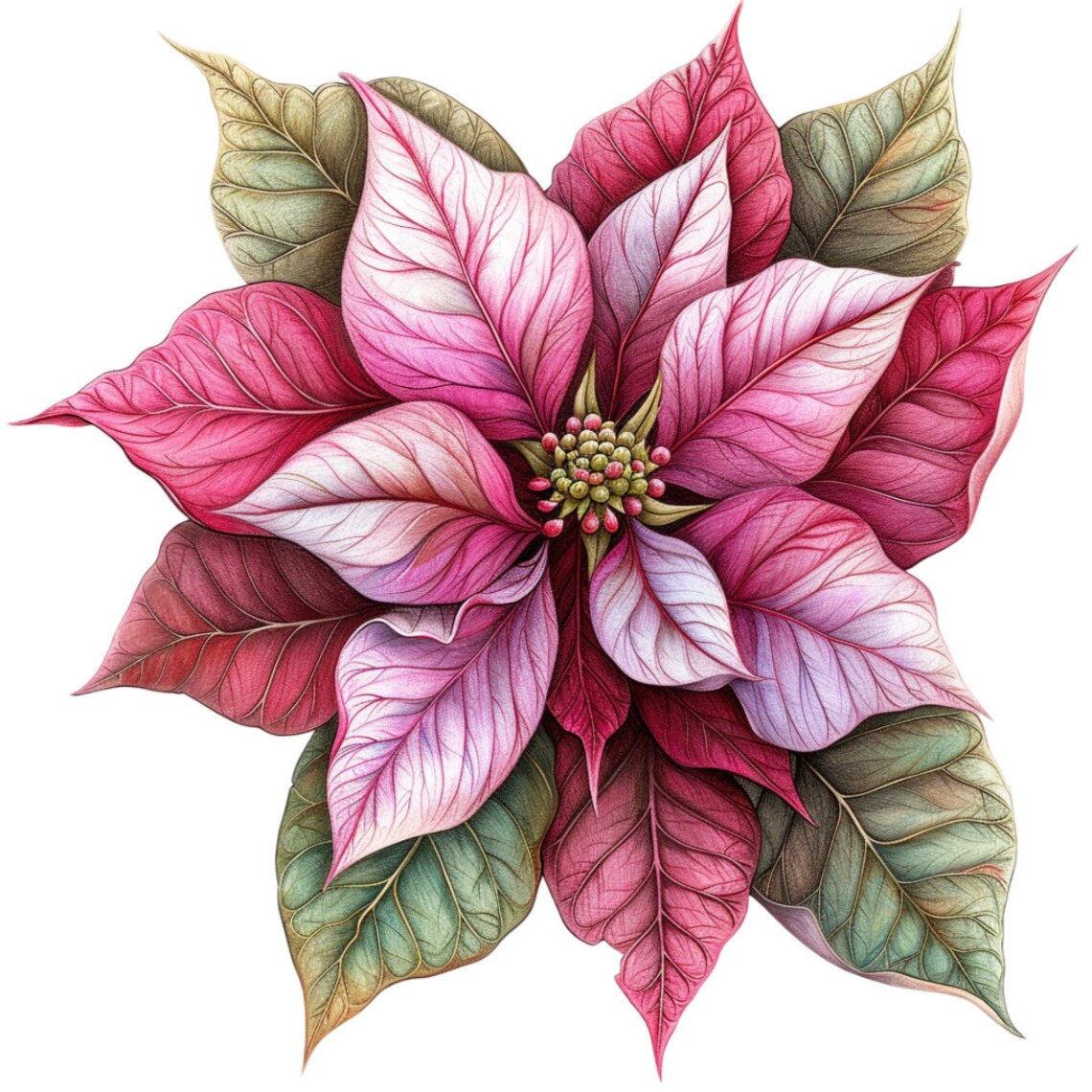 15 Poinsettia Flower Clipart Bundle, 15 High-quality JPG, Craft Art ...