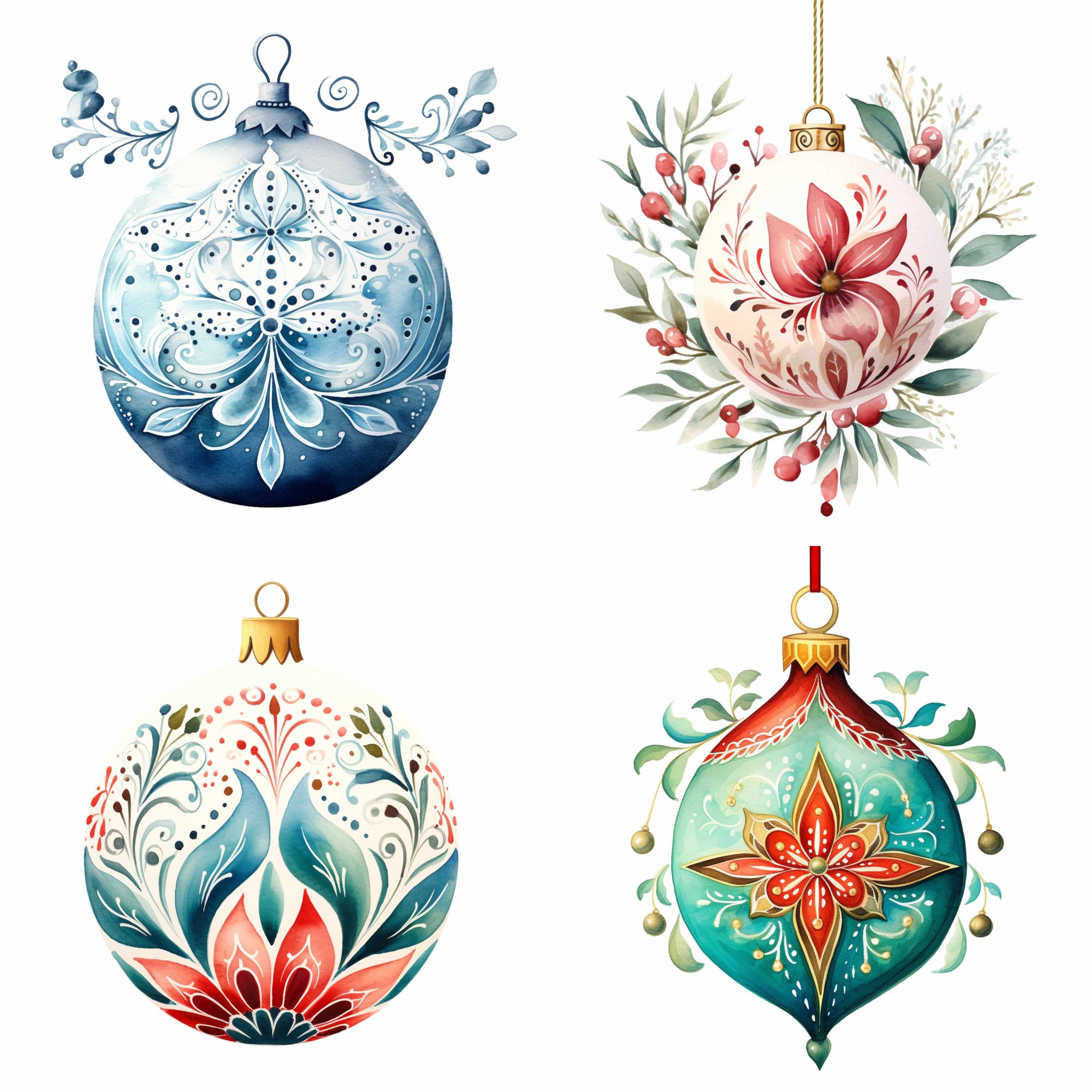 15 Boho Christmas Ornaments Clipart Bundle, High-quality JPG, Wall Art ...