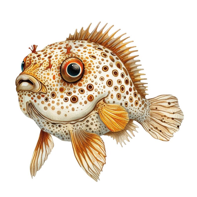 Beautiful Puffer Fish Clipart Bundle 12 High-quality JPG, Craft Art ...