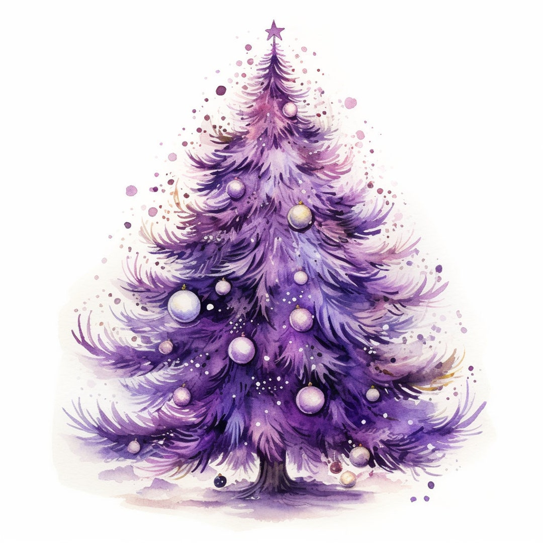 16 Purple Boho Christmas Trees Clipart Bundle, High-quality JPG, Wall ...