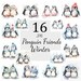 16 Winter Penguin Friends Clipart Bundle, 16 High-quality JPG, Nursery ...
