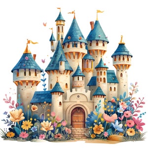Fairy Tale Castle Flower Gardens Clipart Bundle, 16 High-quality JPG ...