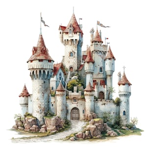 Medieval Castle Clipart Bundle, 16 High-quality JPG, Craft Art, Card ...