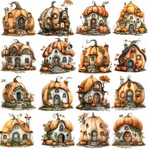 16 Pumpkin House Clipart Bundle, 16 High-quality JPG, Craft Art, Card ...