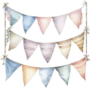 Pastel Bunting Clipart Bundle, 16 High-quality JPG, Craft Art, Card ...
