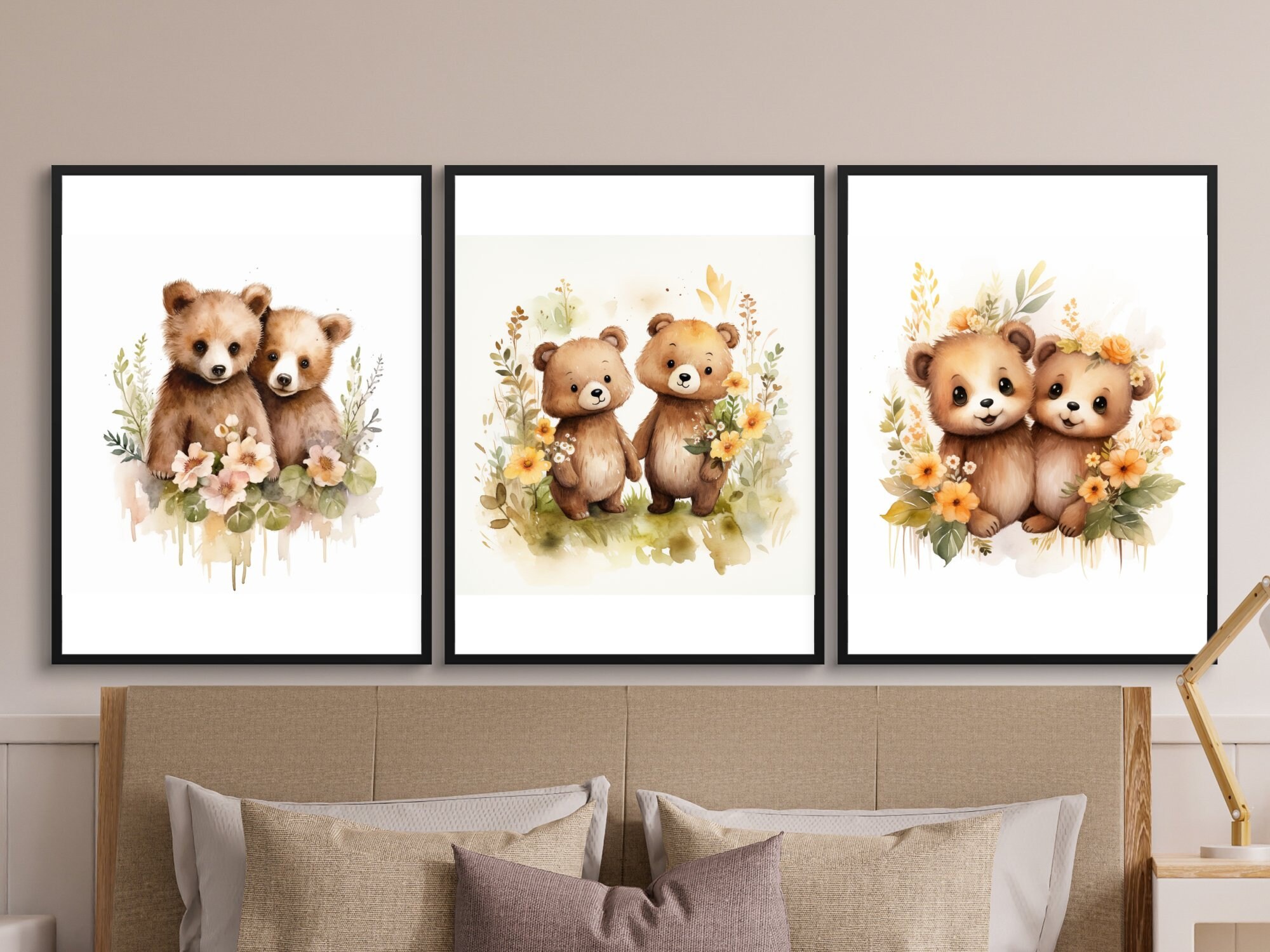 14 Bear Friends Clipart Bundle, High-quality JPG, Nursery Art, Card ...