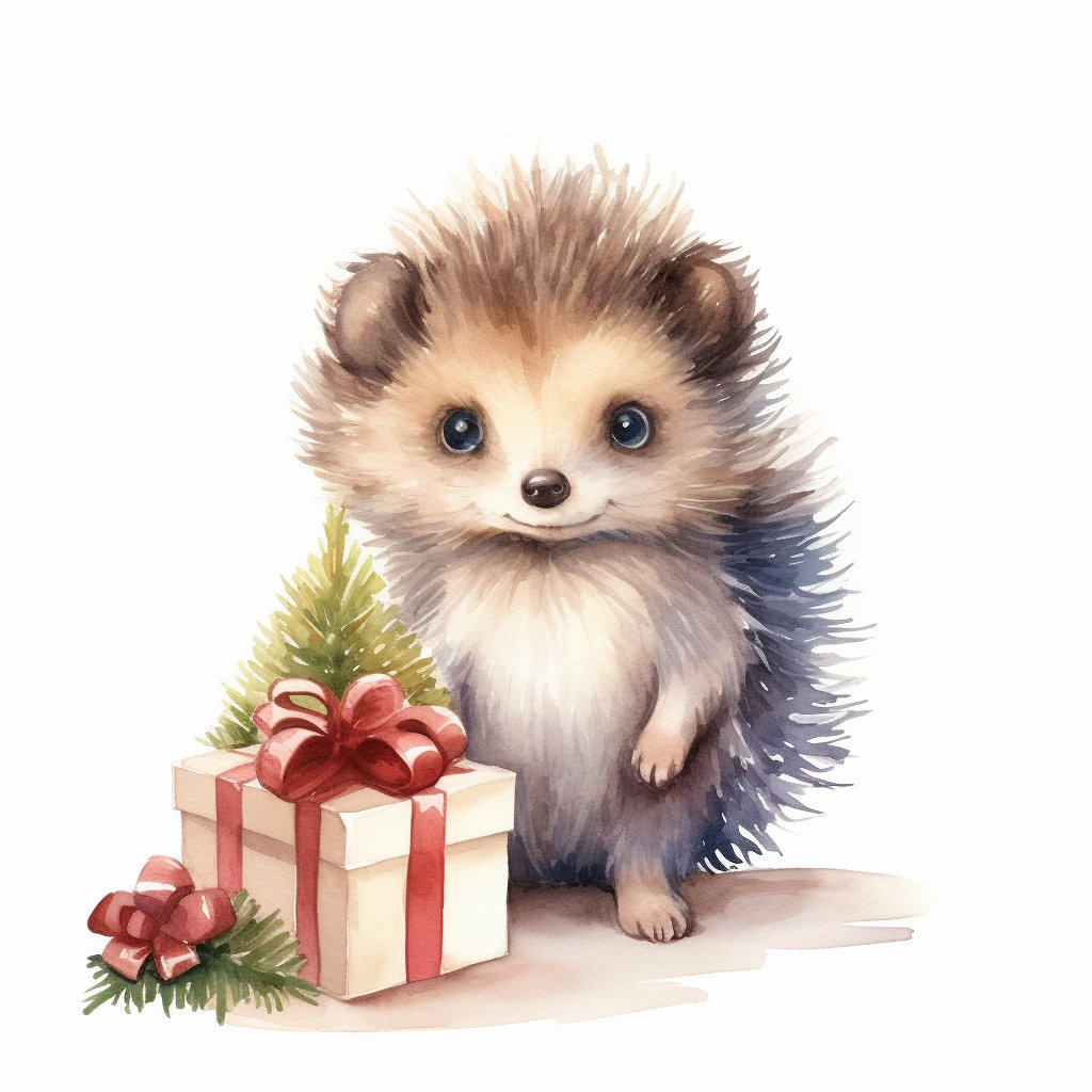 15 Hedgehog Christmas Tree Clipart Bundle, High-quality JPG, Nursery ...