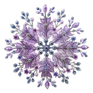 Snowflakes Purple and Silver Clipart Bundle, 16 High-quality JPG, Craft ...