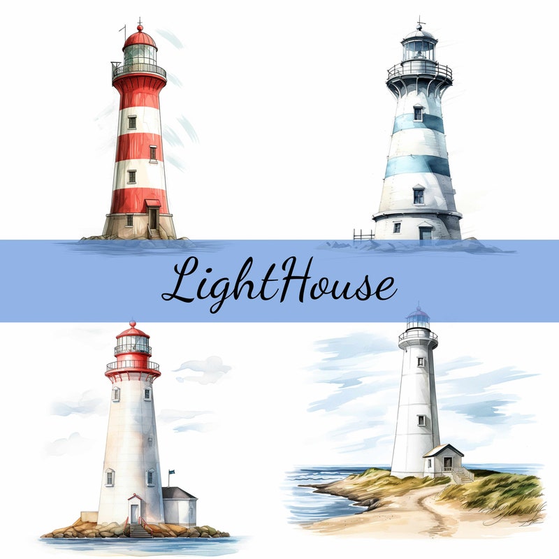 Lighthouse Clipart - Etsy
