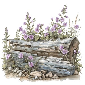 Flower and a Log Clipart Bundle, 16 High-quality JPG, Craft Art, Card ...