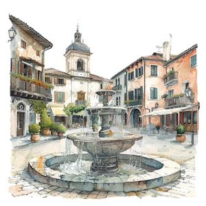 Town Square Fountain 1 Clipart Bundle, 16 High-quality JPG, Craft Art ...