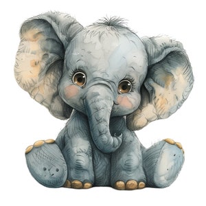 Cute Cartoon Elephants Clipart Bundle, 16 High-quality JPG, Craft Art ...