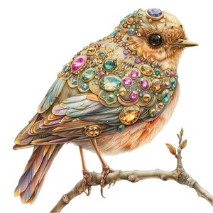 Bird Made of Gold and Jewels Clipart Bundle, 16 High-quality JPG, Craft ...