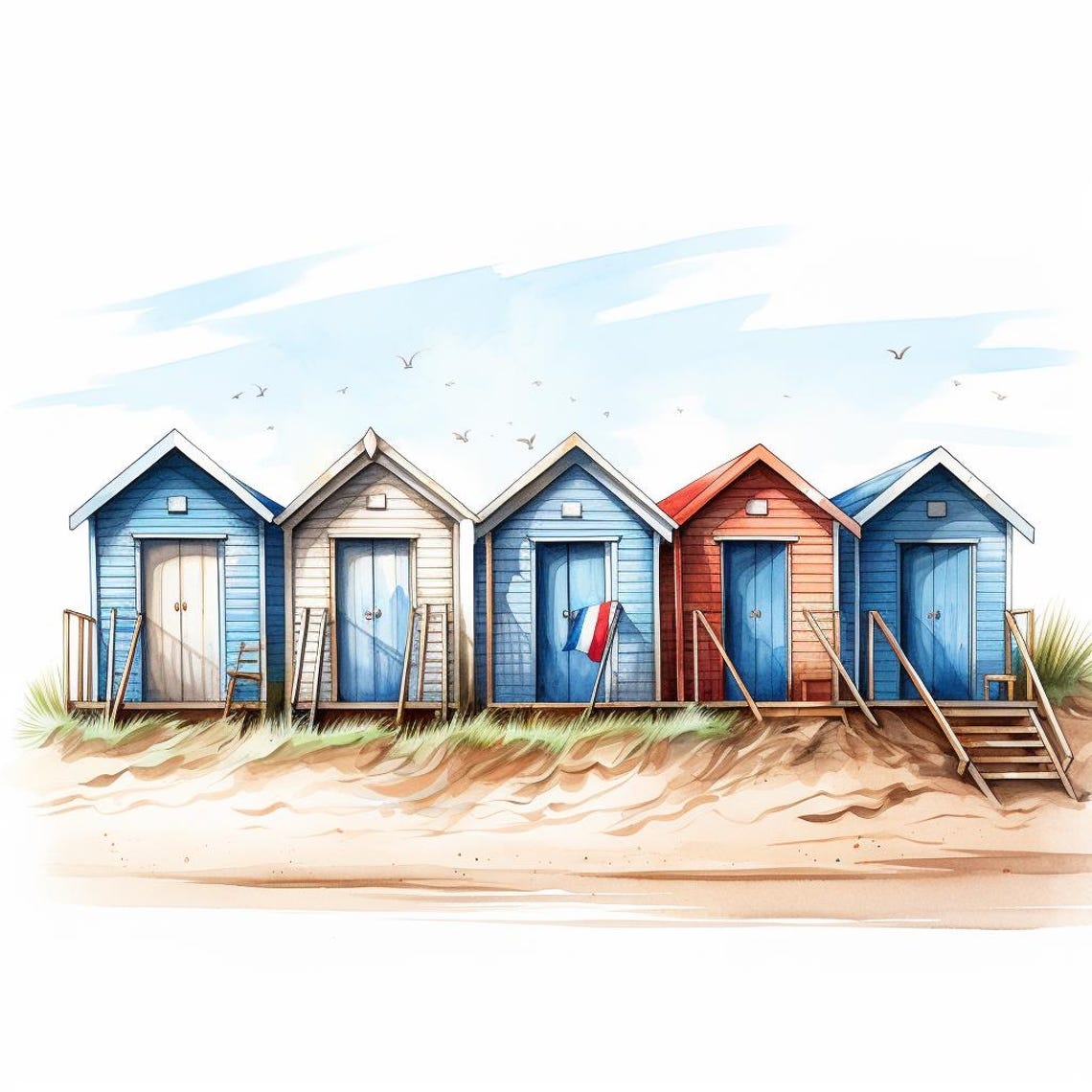 16 Beach Huts Clipart Bundle, High-quality JPG, Craft Art, Card Making ...