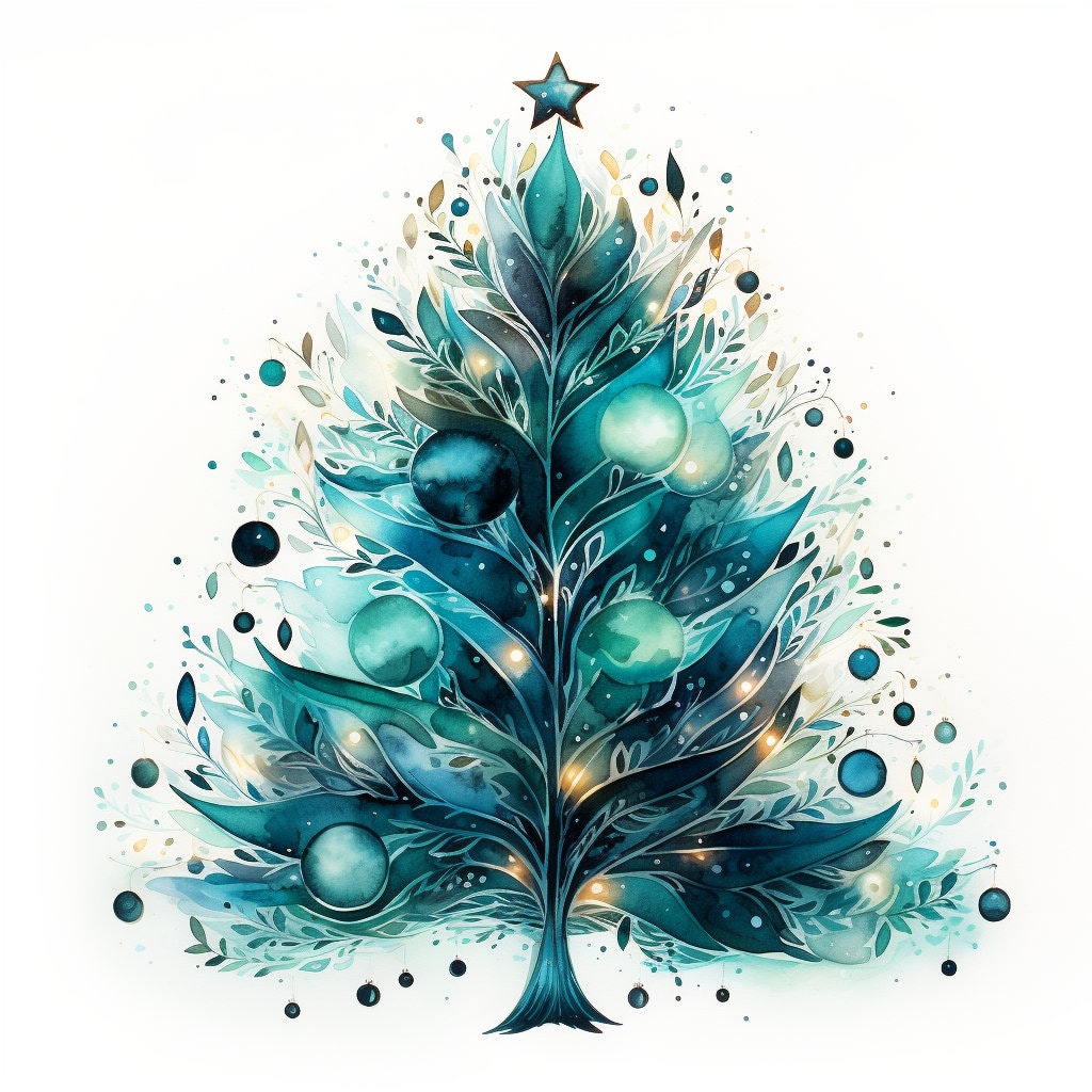 14 Boho Teal Christmas Tree Clipart Bundle High-quality JPG - Etsy