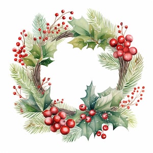 14 Christmas Winter Wreath Clipart Bundle, 14 High-quality JPG, Nursery ...