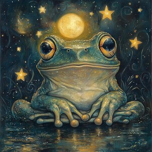 Frog in Moon Light Night 2 Clipart Bundle, 16 High-quality JPG, Craft ...