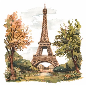 Eiffel Tower Paris Scene Clipart Bundle, 15 High-quality JPG, Craft Art ...