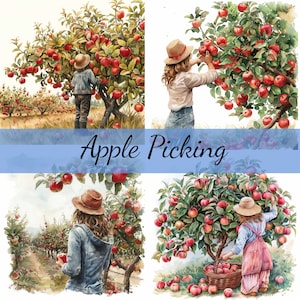 Apple Orchard Picking Clipart Bundle, 12 High-quality JPG, Craft Art ...
