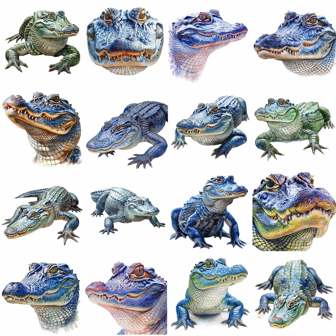 16 Beautiful Alligator Clipart Bundle, 16 High-quality Jpgs, Craft Art ...