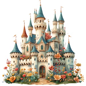Fairy Tale Castle Flower Gardens Clipart Bundle, 16 High-quality JPG ...