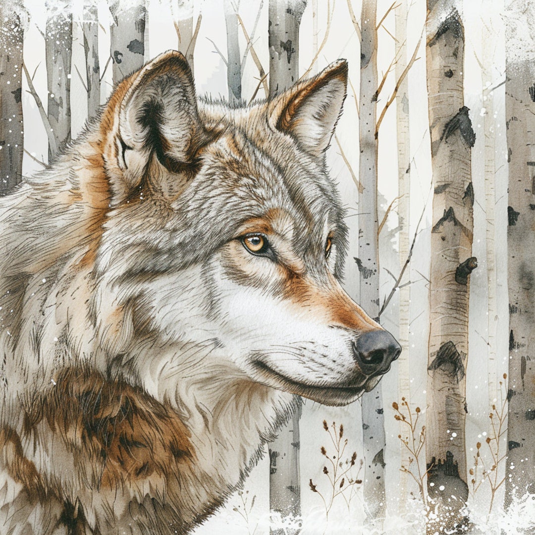 Timber Wolf in the Woods Clipart Bundle, 16 High-quality JPG, Craft Art ...
