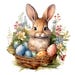 15 Bunny in Easter Basket W Easter Eggs Clipart Bundle High-quality JPG ...